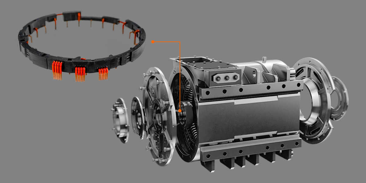 Motor Connection Busbar: Enamelled Wire Overmolding